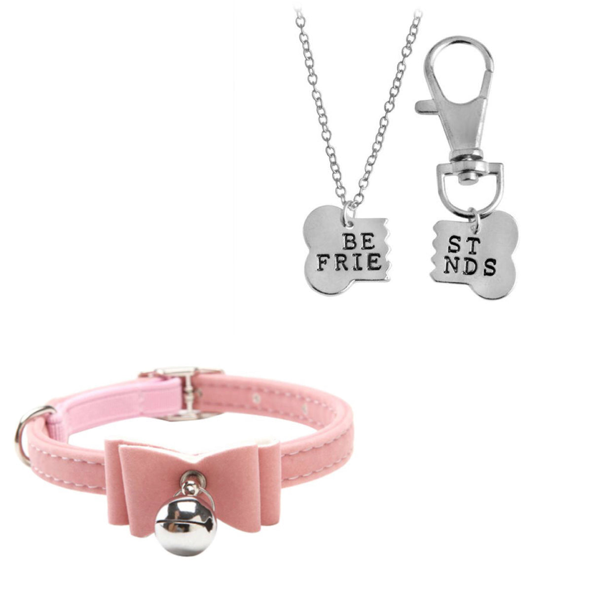 Velvet Bow Collar & BFF Necklace Set | IndigoPetco.com